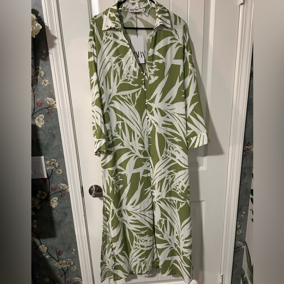 Zara | Dresses | Zara Limited Edition Buttoned Midi Tunic Shirt Dress ...